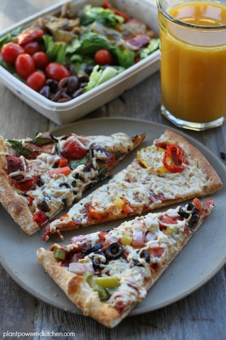 panagopizzasaladjuicetext - Dreena Burton | Vegan Recipes & Cookbooks